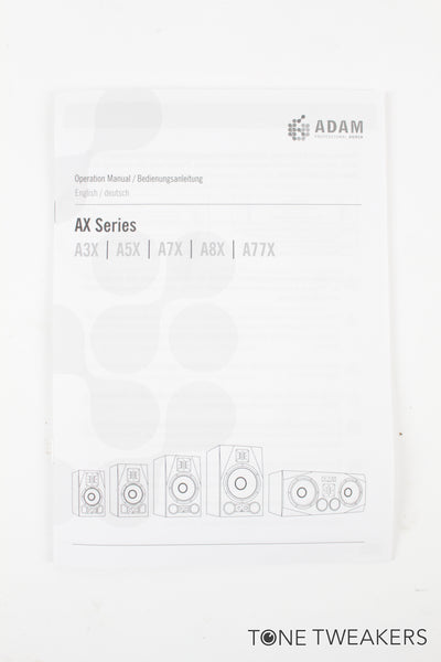 Adam Audio A3x Active Nearfield Monitors For Sale (Pair) – Tone ...